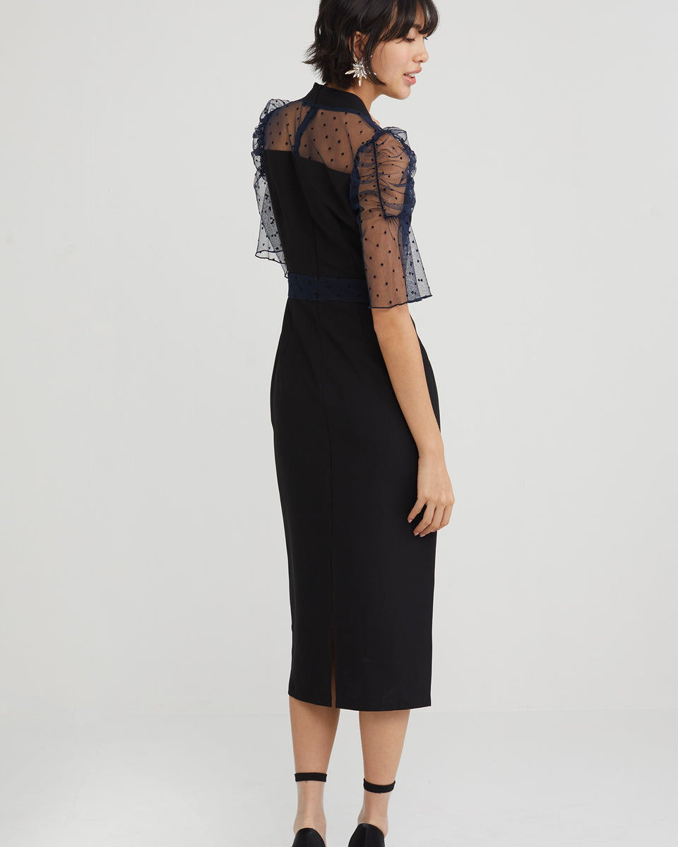Cocktail Sheer Sleeve Midi Dress – nichii (Malaysia)